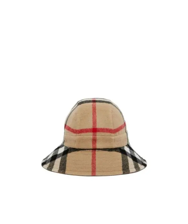 Burberry Exaggerated Checked Bucket Hat - Green