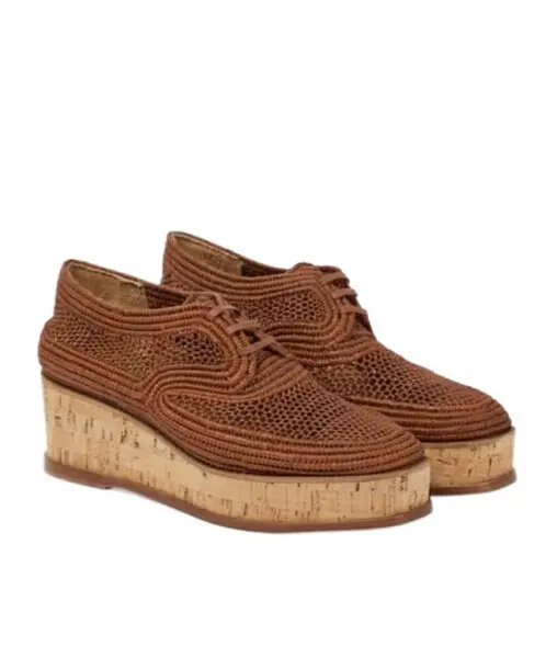 Gabriela Hearst X Clergerie Harold Woven Raffia Platform Derby Shoes - Brown