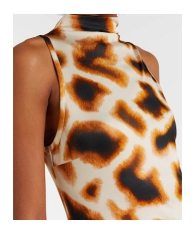 Christopher Esber Animal Print High Neck Maxi Dress