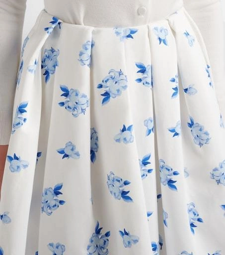 LEO Victoria Floral Pleated Cotton Maxi Skirt
