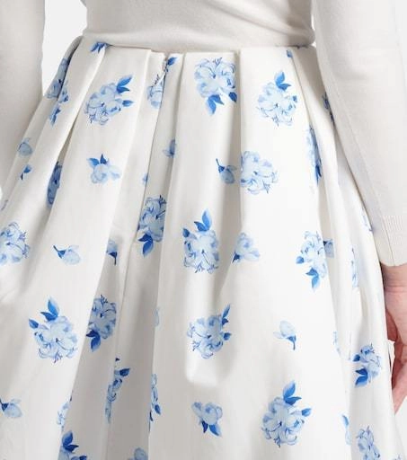LEO Victoria Floral Pleated Cotton Maxi Skirt