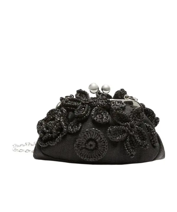Max Mara Pasticcino Floral-details Chain Small Shoulder Bag - Black