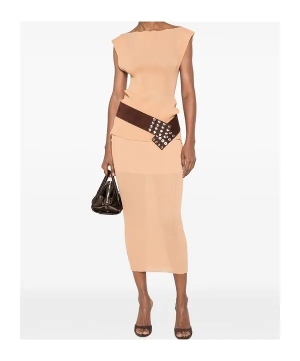 Alberta Ferretti Ribbed Midi Skirt