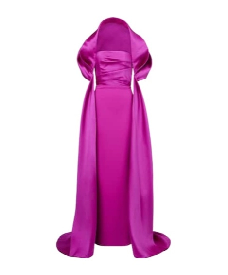 Solace Vera Caped Satin Gown - Pink