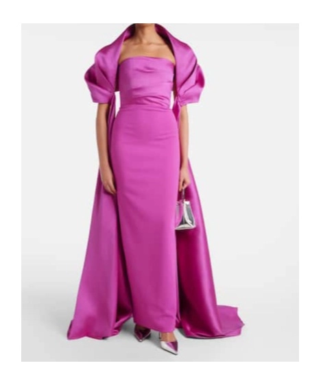 Solace Vera Caped Satin Gown