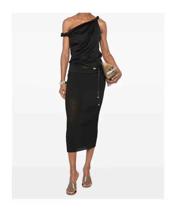 Alberta Ferretti Ribbed Midi Skirt