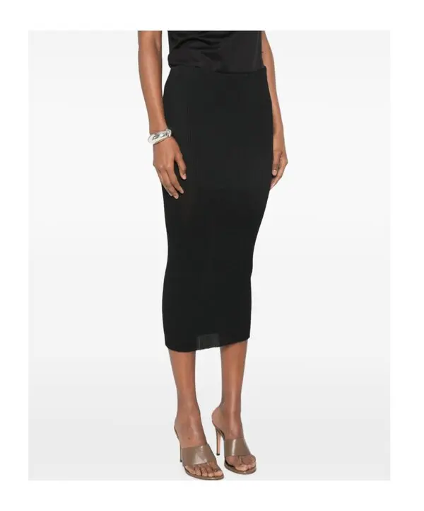 Alberta Ferretti Ribbed Midi Skirt