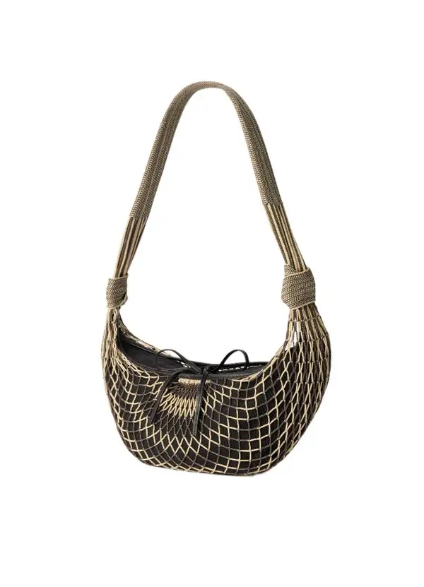 LEMAIRE Croissant Filt Bag - Light Beige/maroon