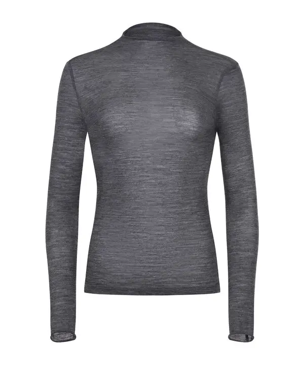 ALYSI Long Sleeve High Neck Top - Black