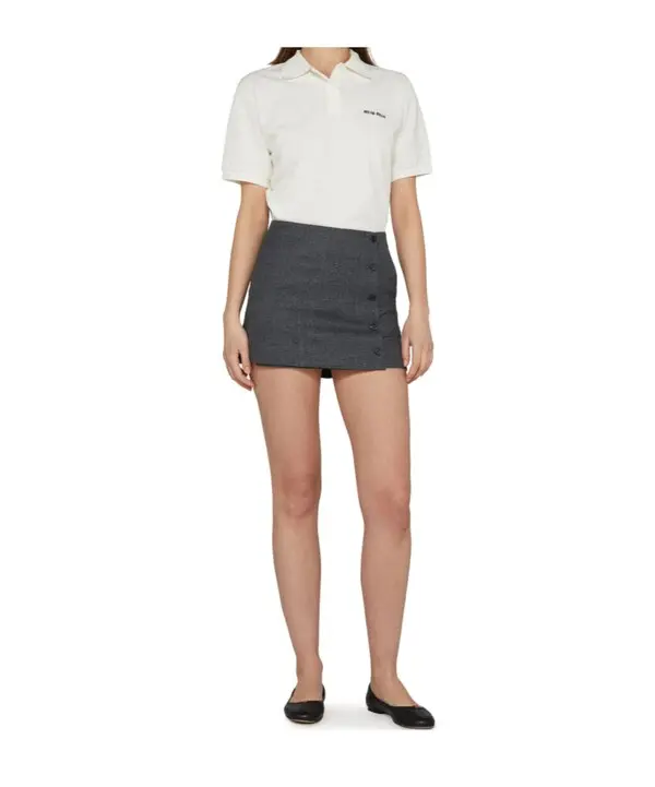 Miu Miu Piqué Cotton Polo Shirt - White