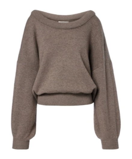 LISA YANG Doria Off-shoulder Cashmere Sweater - Gray