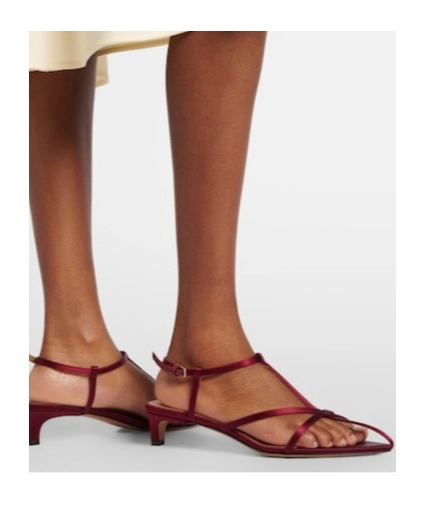 JIL SANDER Cage Satin And Leather Sandals