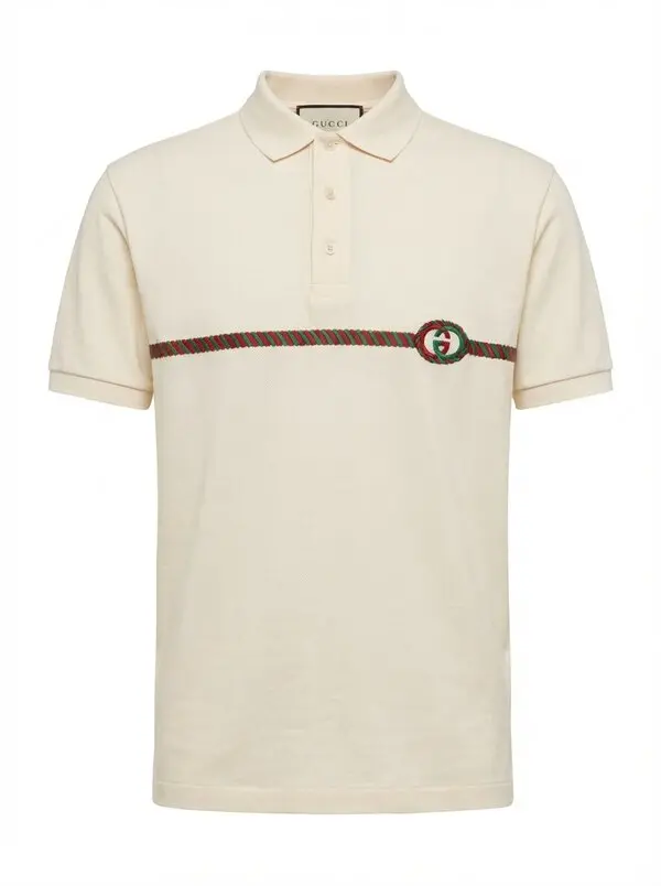 Gucci Gg Embroidered Polo Shirt - Blue