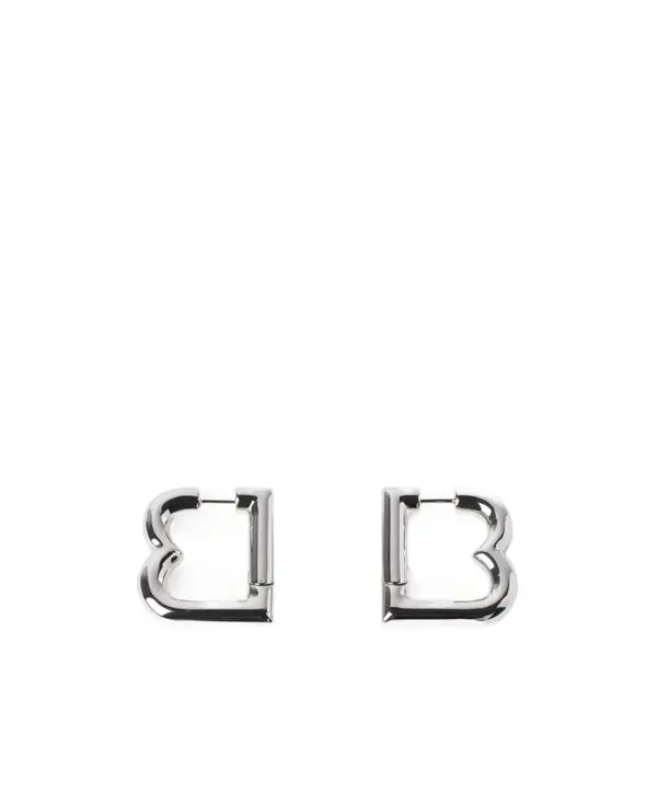 Balenciaga B Xs Earrings In Shiny - Silver