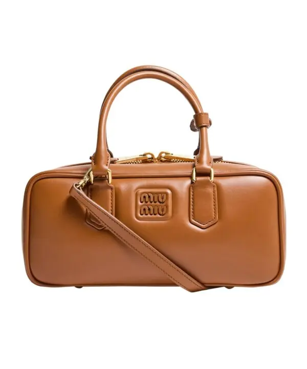 Miu Miu Arcadie Leather Handbag - Beige