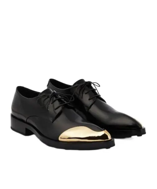 JIL SANDER Embellished Leather Derby Shoes - Black