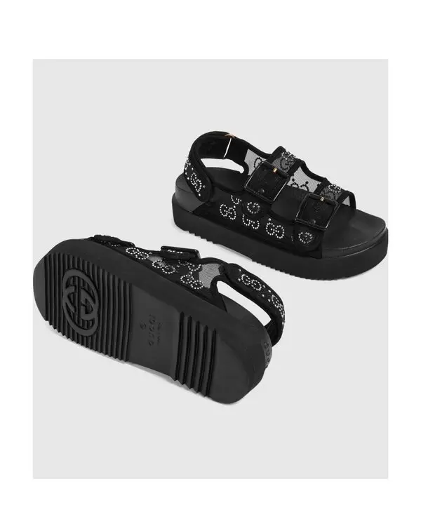 Gucci Crystal-embellished Monogram-pattern Sandals