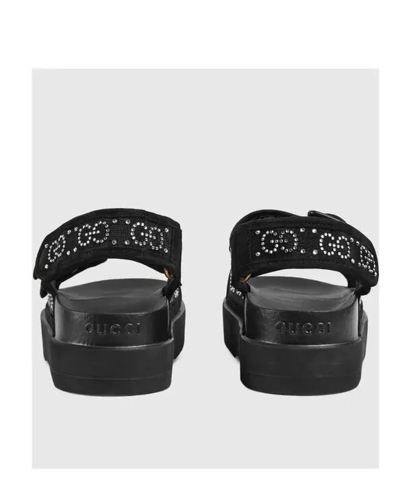 Gucci Crystal-embellished Monogram-pattern Sandals