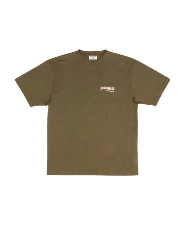 Balenciaga Political Campaign T-shirt Large Fit In Kaki - Green