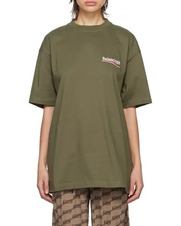 Balenciaga Large Fit Political Campaign T-shirt - Green