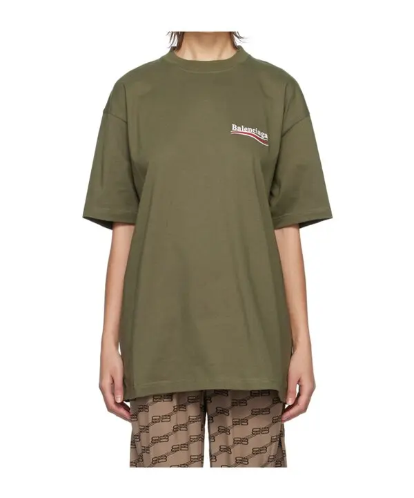 Balenciaga Large Fit Political Campaign T-shirt - Green