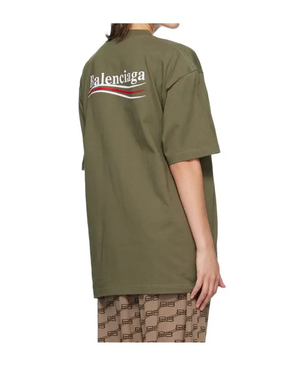 Balenciaga Large Fit Political Campaign T-shirt - Green