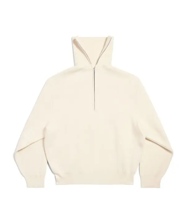 Balenciaga Half-zip Knitted Jumper - Off-white