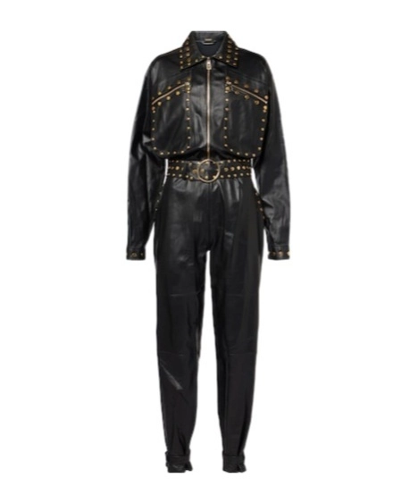 Dodo Bar Or Studded Leather Jumpsuit - Black