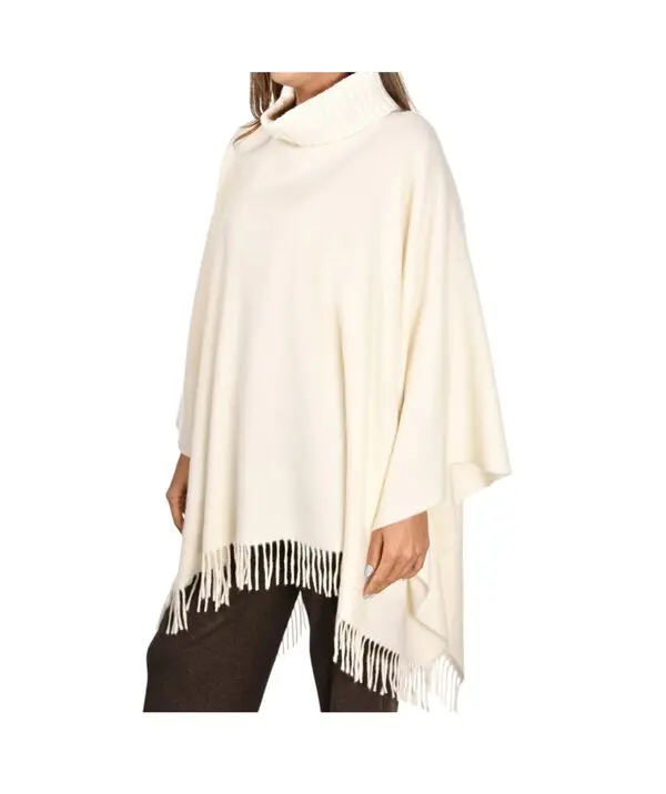 GRAN SASSO Fringed Roll-neck Poncho