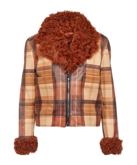 Dodo Bar Or Ruben Checked Shearling-trimmed Leather Jacket - Brown