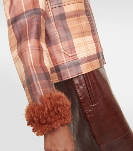 Dodo Bar Or Ruben Checked Shearling-trimmed Leather Jacket