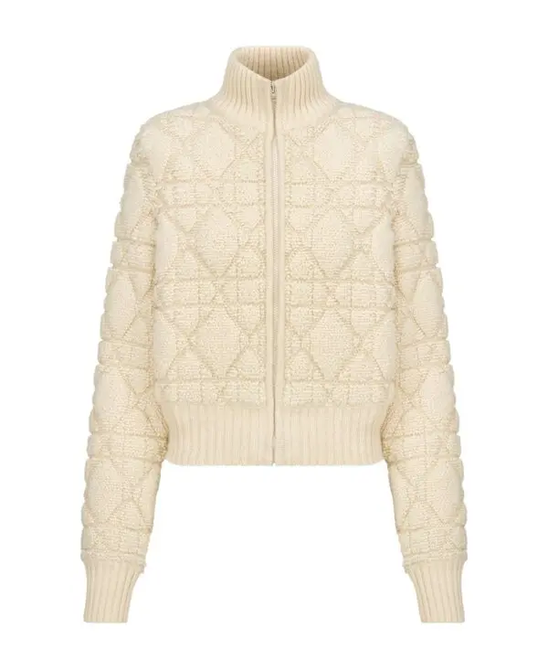 Dior Macrocannage Zipped Cardigan - White