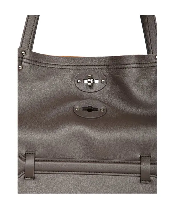ZANELLATO Medium A'spasso Stud-embellished Leather Tote Bag - Gray