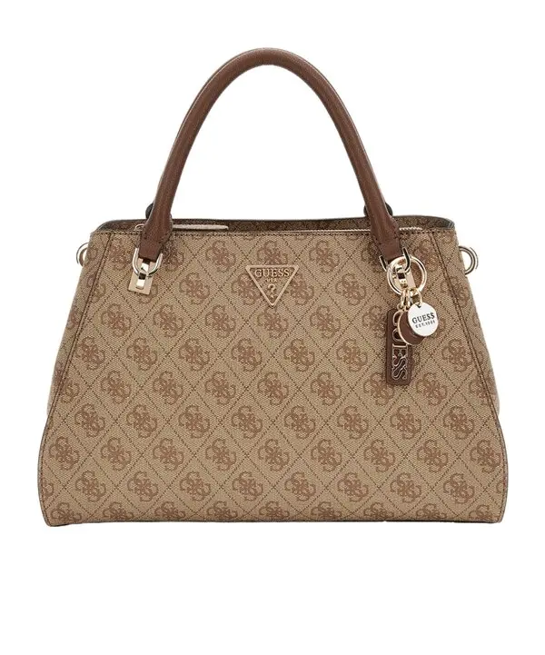 Guess Monogram Charm Tote Bag - Brown Multicolor