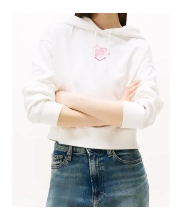 Tommy Hilfiger Relaxed Cropped Graphic Hoody With Drawstring Neck