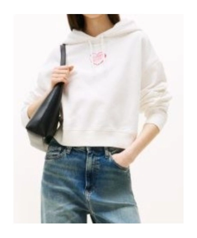 Tommy Hilfiger Relaxed Cropped Graphic Hoody With Drawstring Neck
