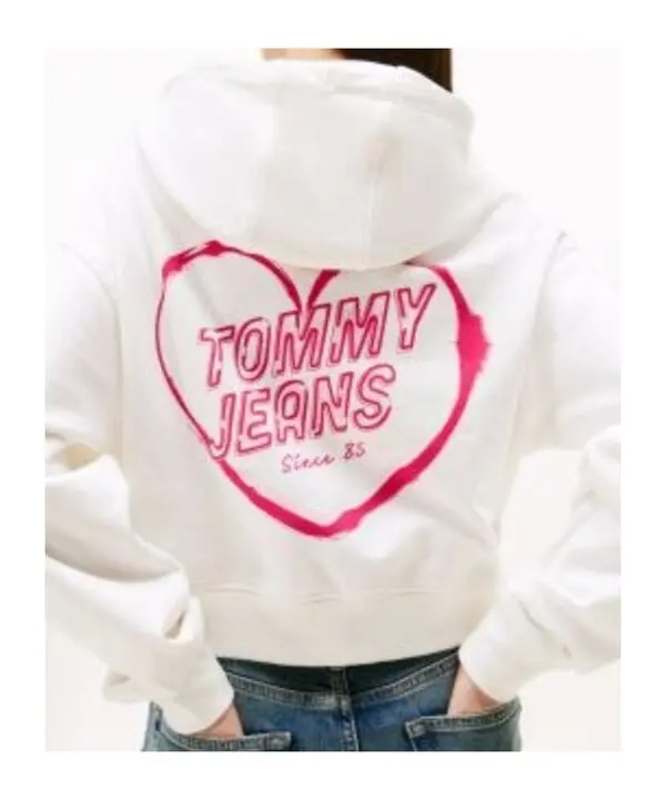 Tommy Hilfiger Relaxed Cropped Graphic Hoody With Drawstring Neck