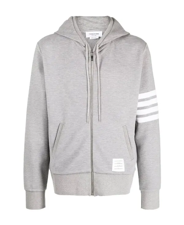 Thom Browne Logo-patch Zip-up Hoodie