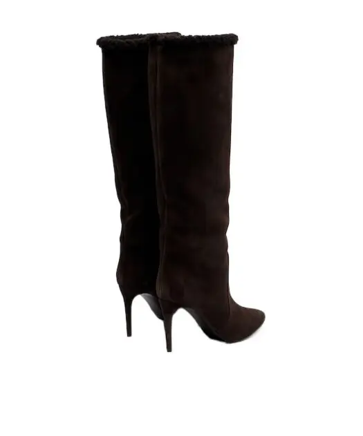 Paris Texas Shearling-trimmed Suede Knee-high Boots