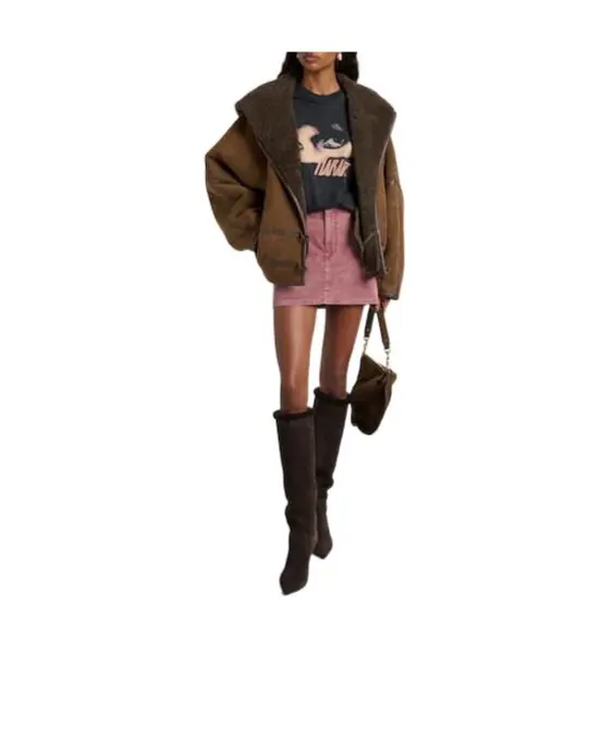 Paris Texas Shearling-trimmed Suede Knee-high Boots