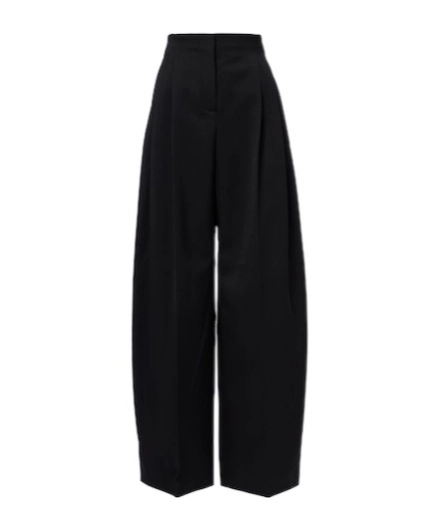 MUGLER Pleated Virgin Wool Wide-leg Pants - Black