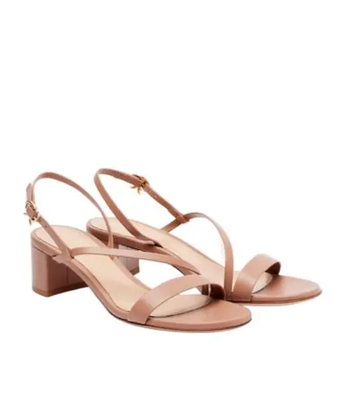 GIANVITO ROSSI Beige Block Heel Sandals - Nude
