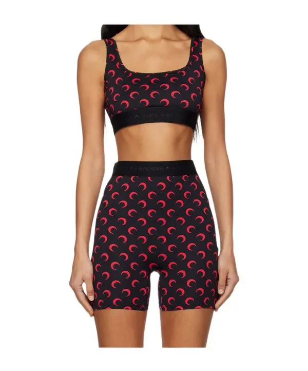 MARINE SERRE Sense Exclusive Recycled Moon Jersey Sport Bra - Black