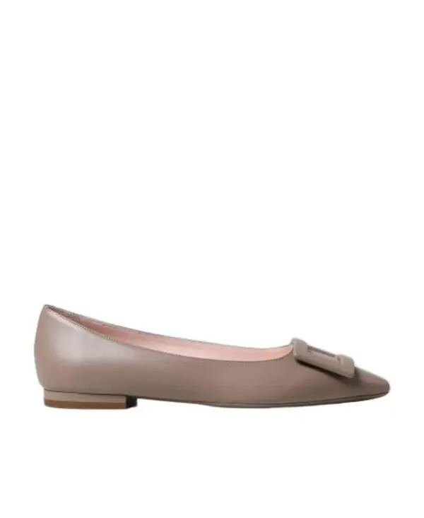 ROGER VIVIER Gommettine Pointed-toe Flat With Logo Resin Buckle