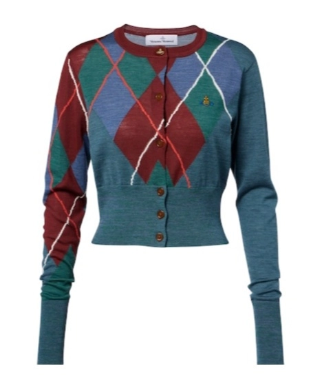 VIVIENNE WESTWOOD Argyle Wool And Cotton Cardigan - Blue