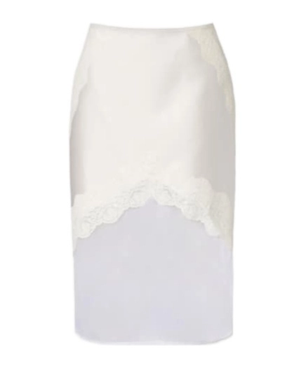 JIL SANDER Lace-trimmed Satin Midi Skirt