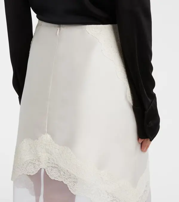 JIL SANDER Lace-trimmed Satin Midi Skirt