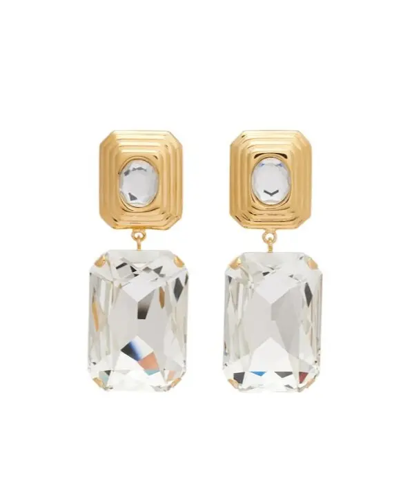 Alessandra Rich Crystal-embellished Clip-on Earrings - White