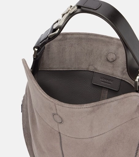 LEMAIRE Quiver Clip Medium Suede Shoulder Bag - Black