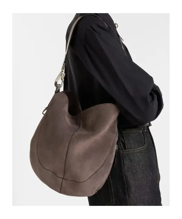 LEMAIRE Quiver Clip Medium Suede Shoulder Bag - Black